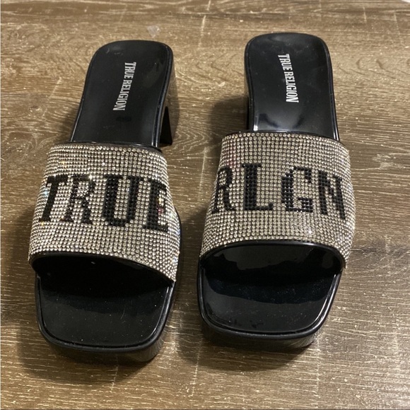 True Religion | Shoes | True Religion Embellished Block Heel Mule ...